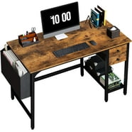 Bestier 43 Inch Computer Desk, 2 Drawers, Metal Frame, Rustic Brown ...