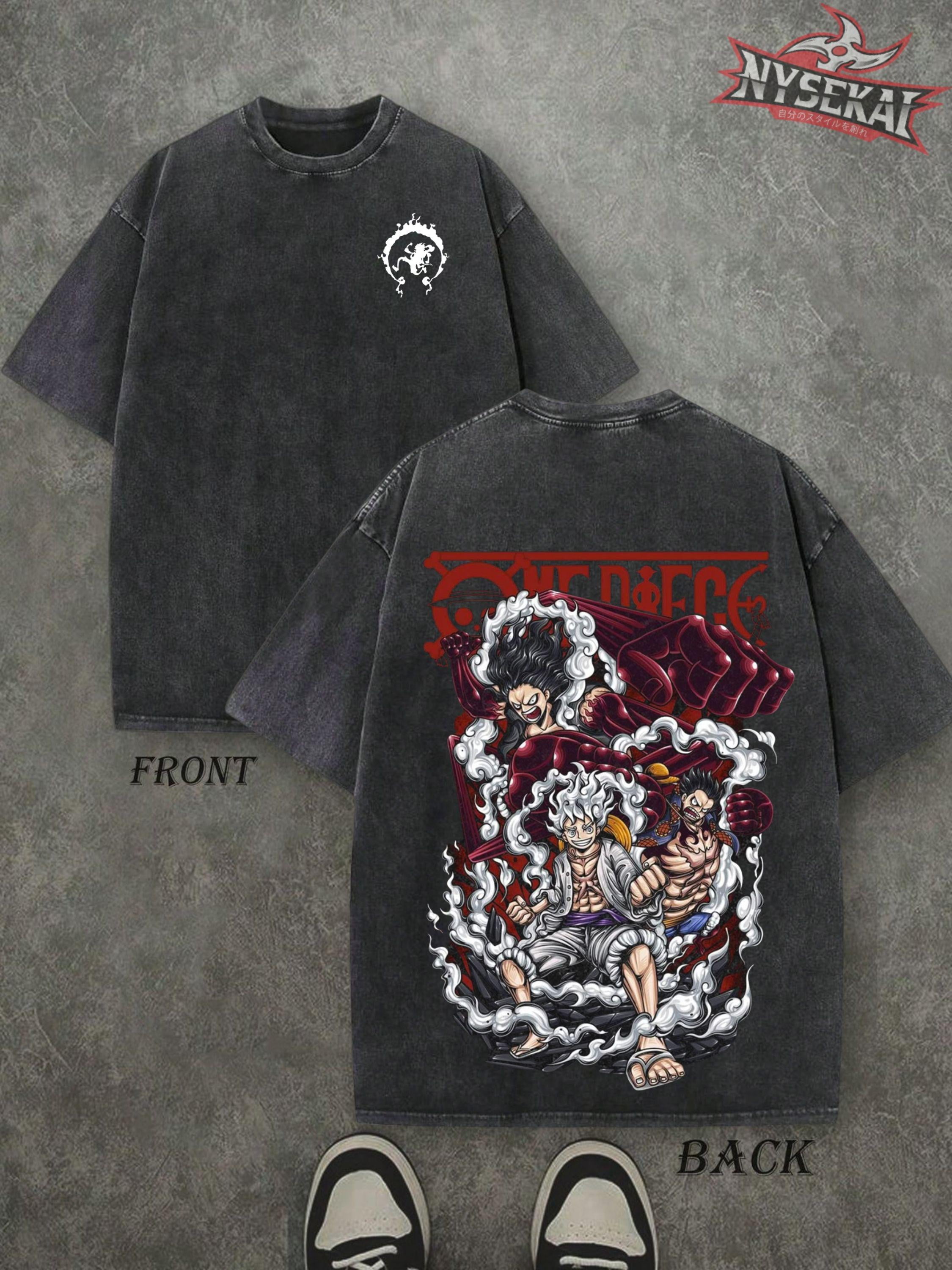 Luffy Gear 5 Oversized T-Shirt, Vintage Washed Anime Streetwear ...