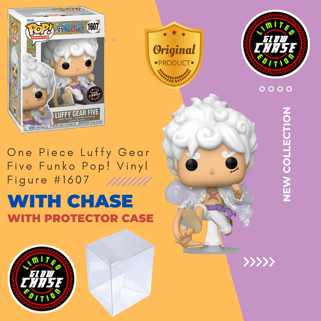 Luffy Gear Five Funko Pop! Vinyl Figure #1607 - Rare Glow Chase Edition ...