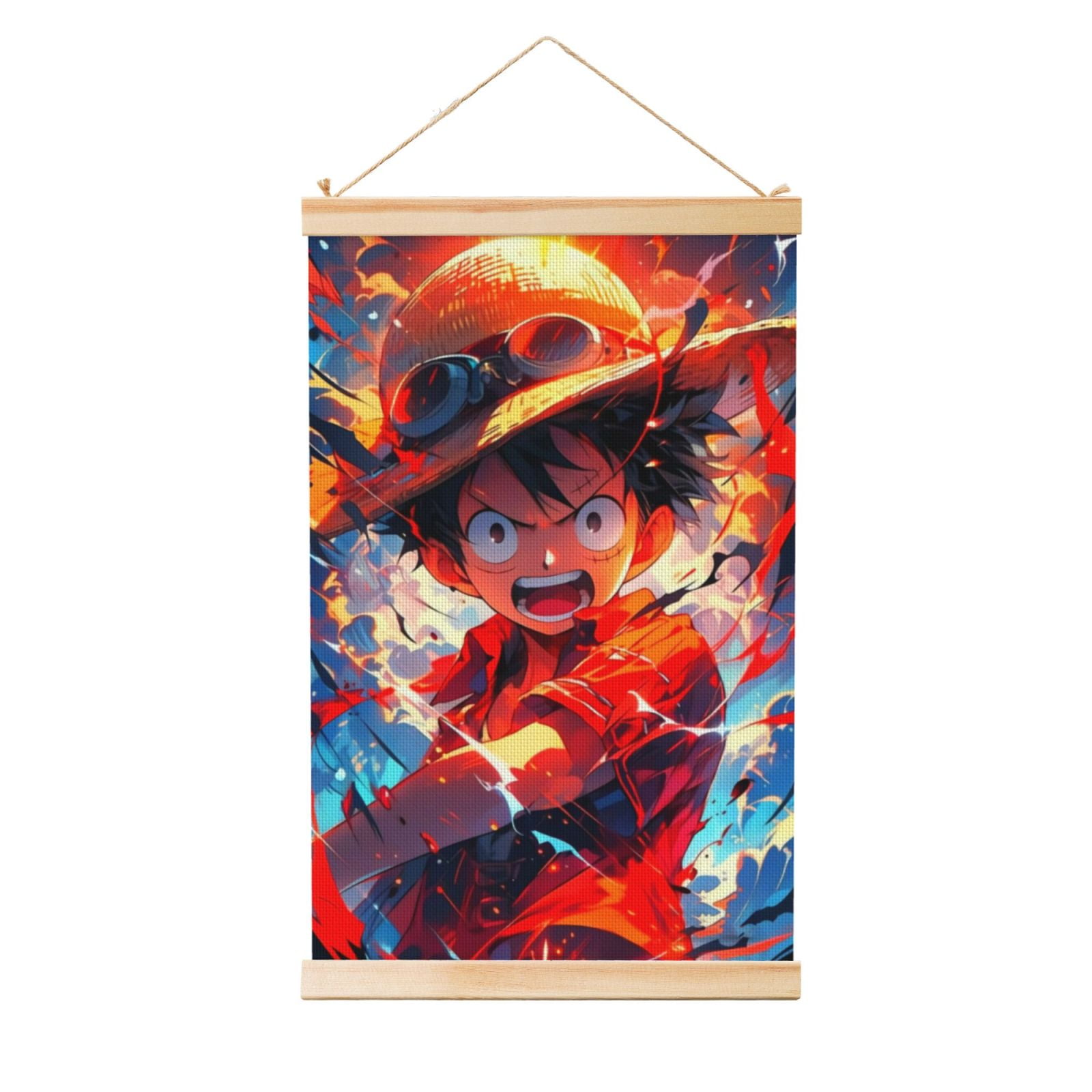 Luffy Posters Wall Hanging Wooden Shaft Poster Wall Art Aesthetic Hanger Frame Poster Home Decor ...
