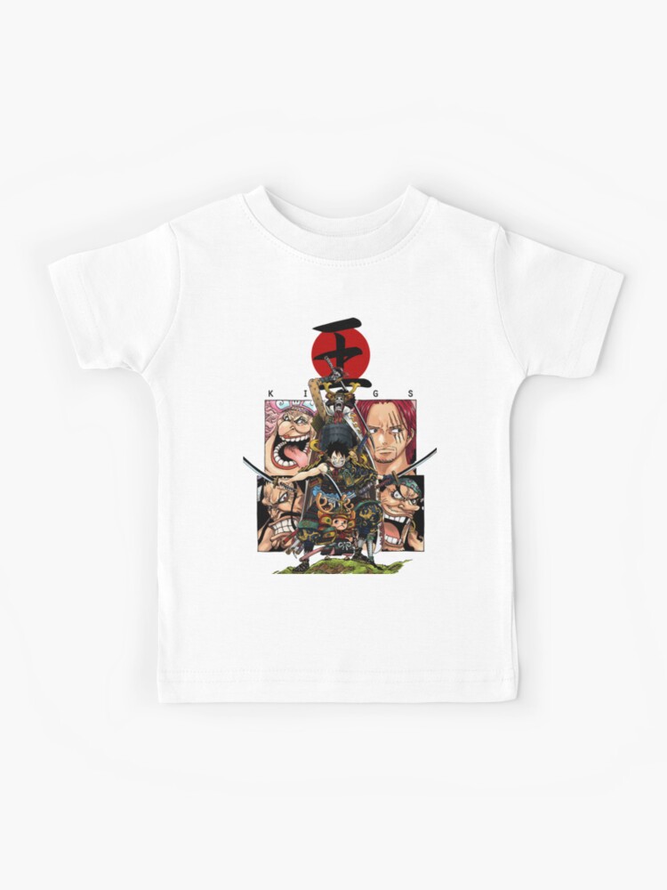 Luffy, brook, and chopper as a samurai with yonko in back Kids T-Shirt ...