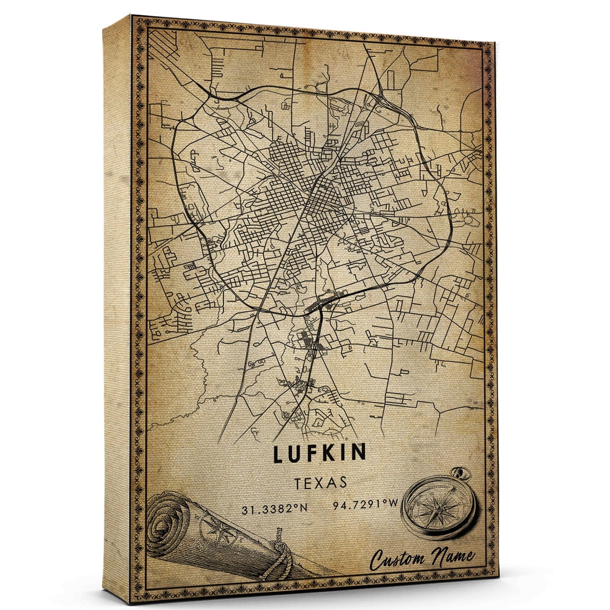 Lufkin Map Poster, Texas Map Art Poster, Canvas, Lufkin Map City style ...