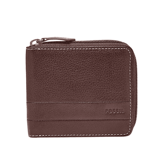 Fossil Lufkin Zipper Bifold Wallet for Men Genuine Leather Zip-Around ...
