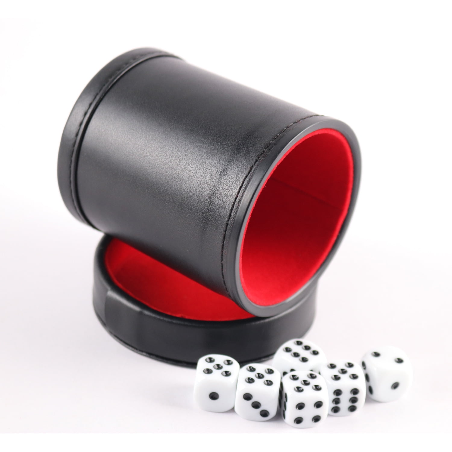 Lufly 2PCS Leather Dice Cup Set Felt Lining Quiet Shaker Dot Dices for ...