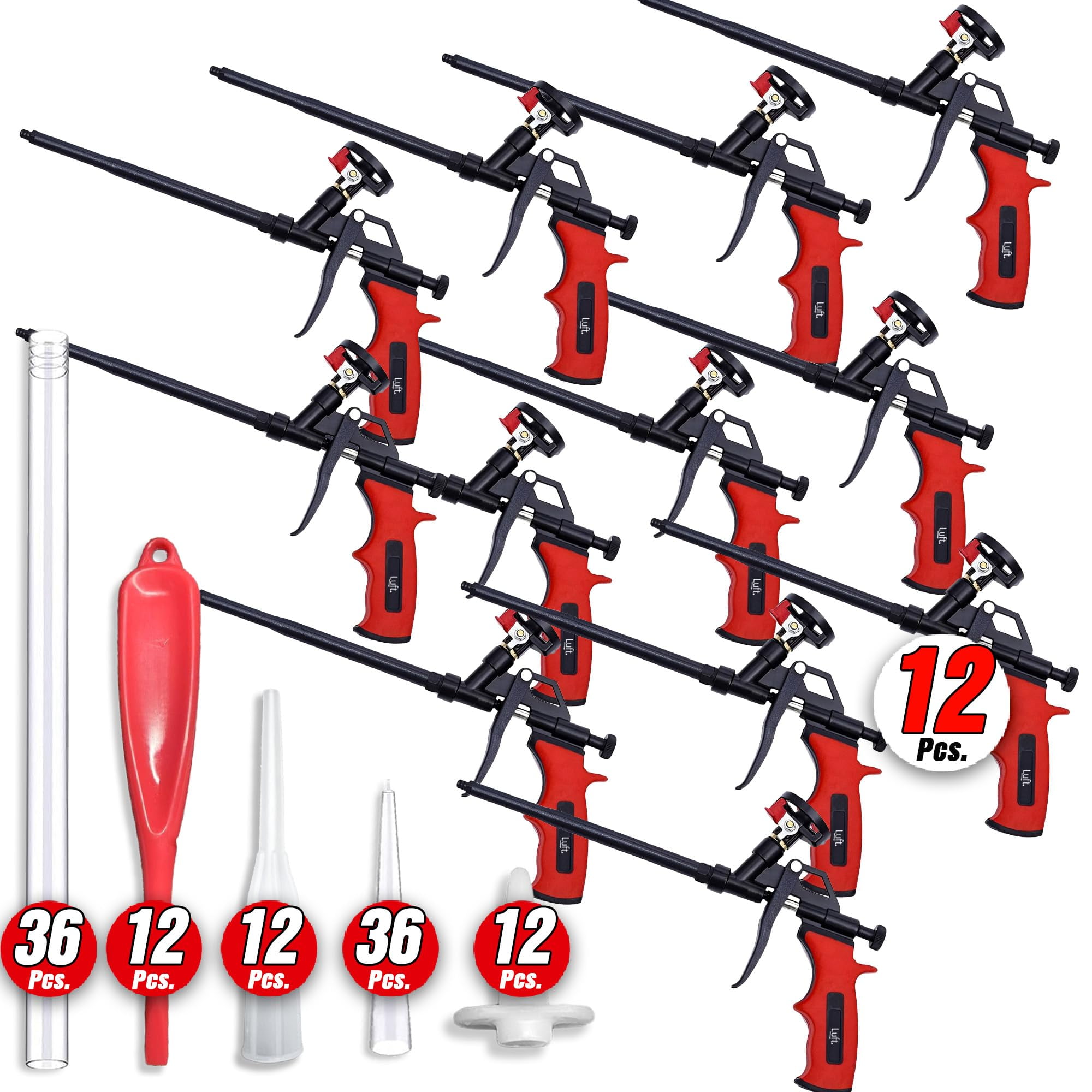 Luft Professional Expanding Foam Spray Gun (12 Insulation Guns + 108 ...