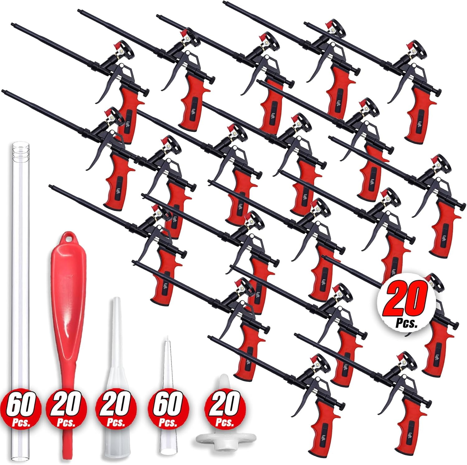 Luft Professional Expanding Foam Spray Gun (20 Insulation Guns + 180 Extenders) 20 pack ...