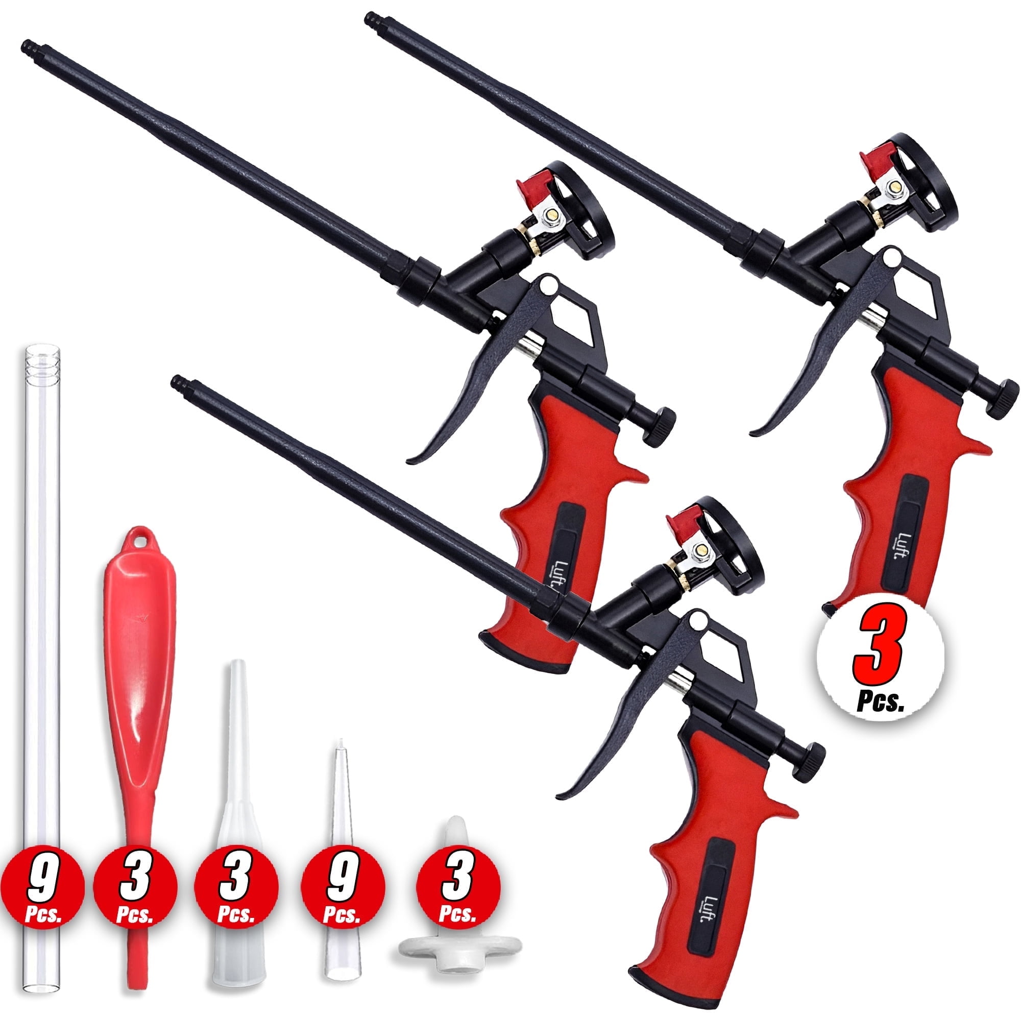 Luft Professional Expanding Foam Spray Gun (3 Insulation Guns + 27 ...
