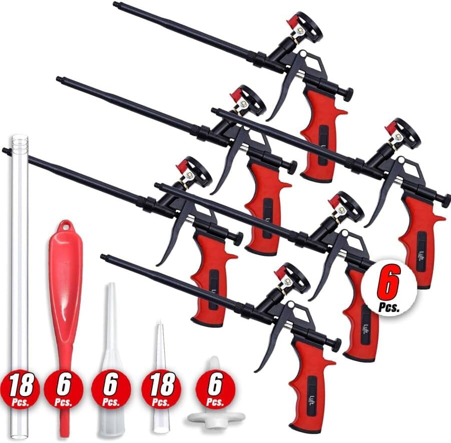 Luft Professional Expanding Foam Spray Gun (6 Insulation Guns + 18 Extenders) PU Insulating ...