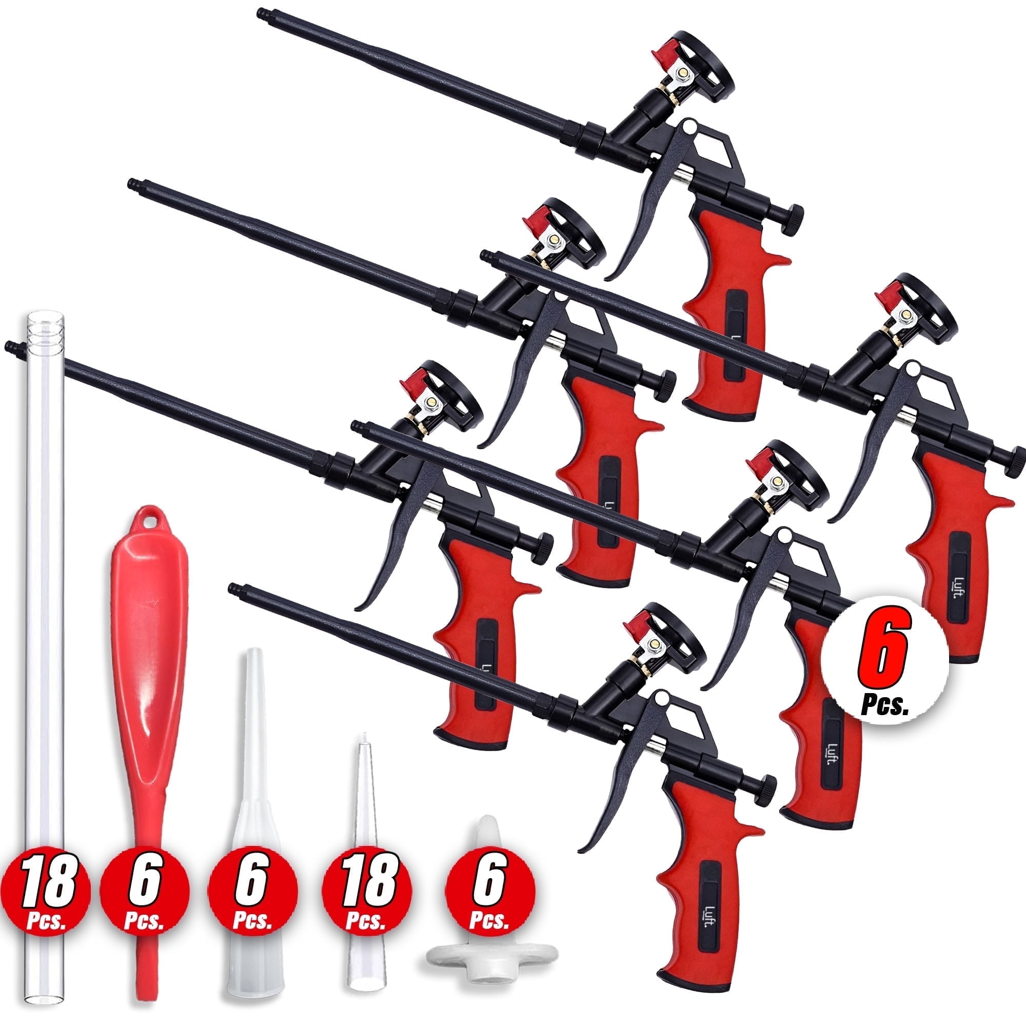 Luft Professional Expanding Foam Spray Gun (6 Insulation Guns + 18 ...