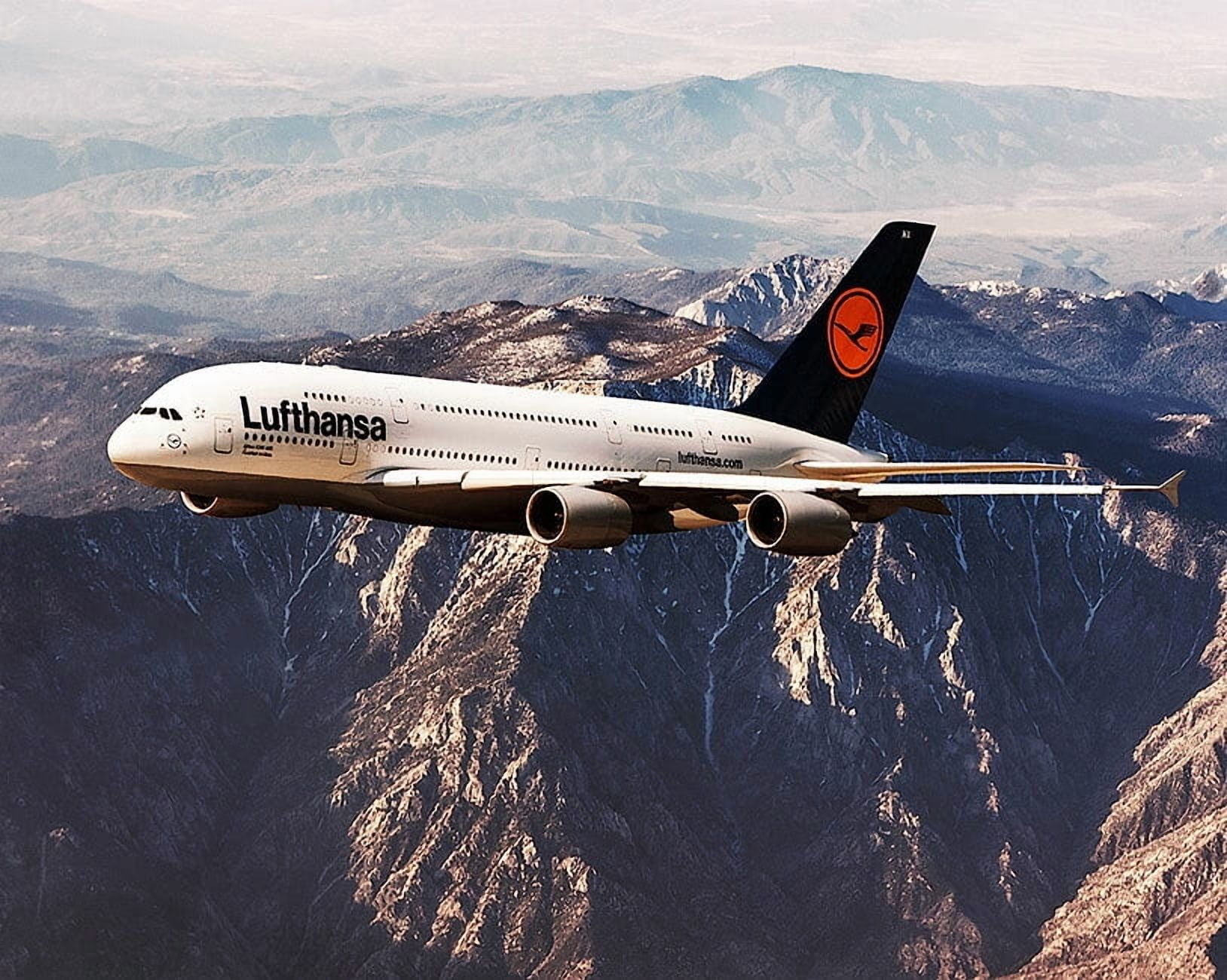 Lufthansa Airbus A380-800 Over Mountains Style -1 - 20x30 Inch Glossy ...