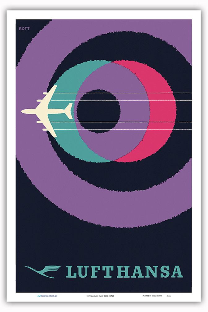 Lufthansa German Airlines - Vintage Airline Travel Poster by Hans Rott ...