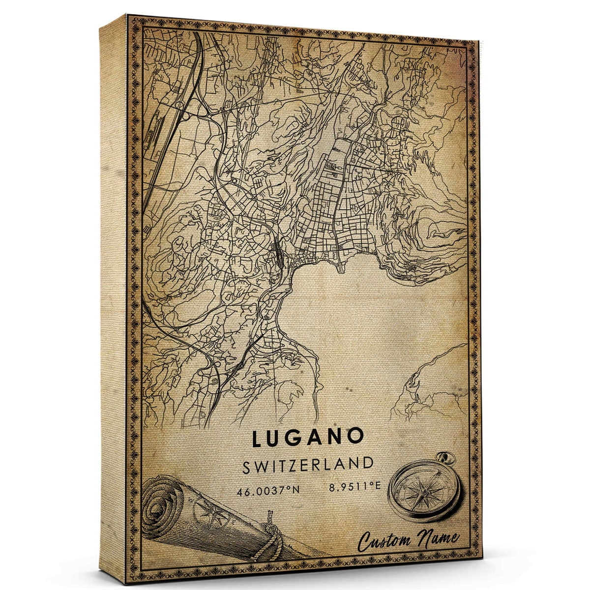 Lugano Map Poster, Switzerland Map Art Poster, Canvas, Lugano Map City vintage Poster, Street ...