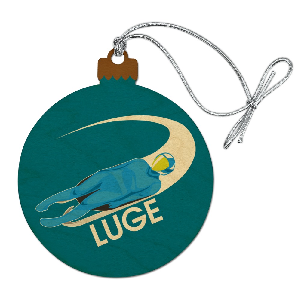 Luge Luger Luging Winter Sport Wood Christmas Tree Holiday Ornament ...