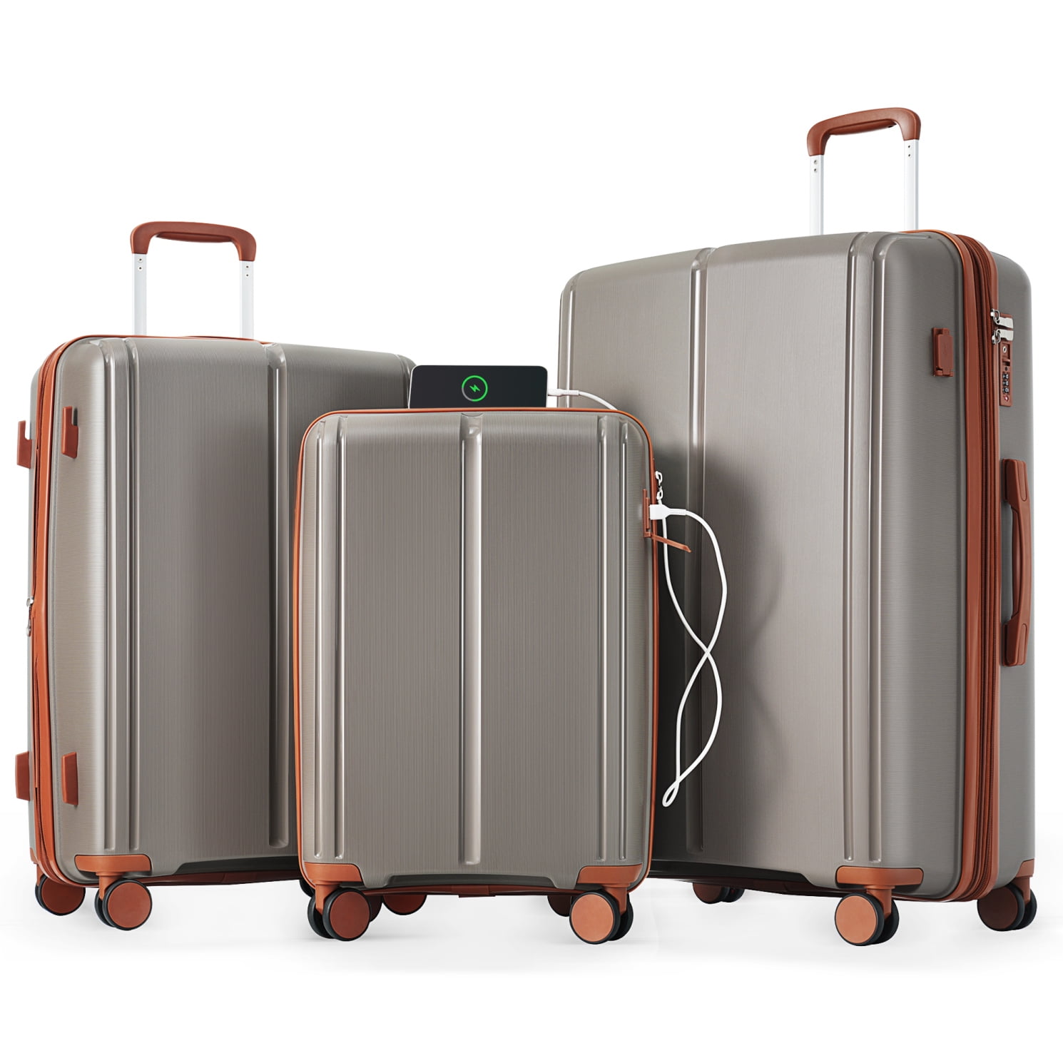 Luggage 3 Piece Set Suitcase, 20in/24in/28in Expandable Lightweight ...
