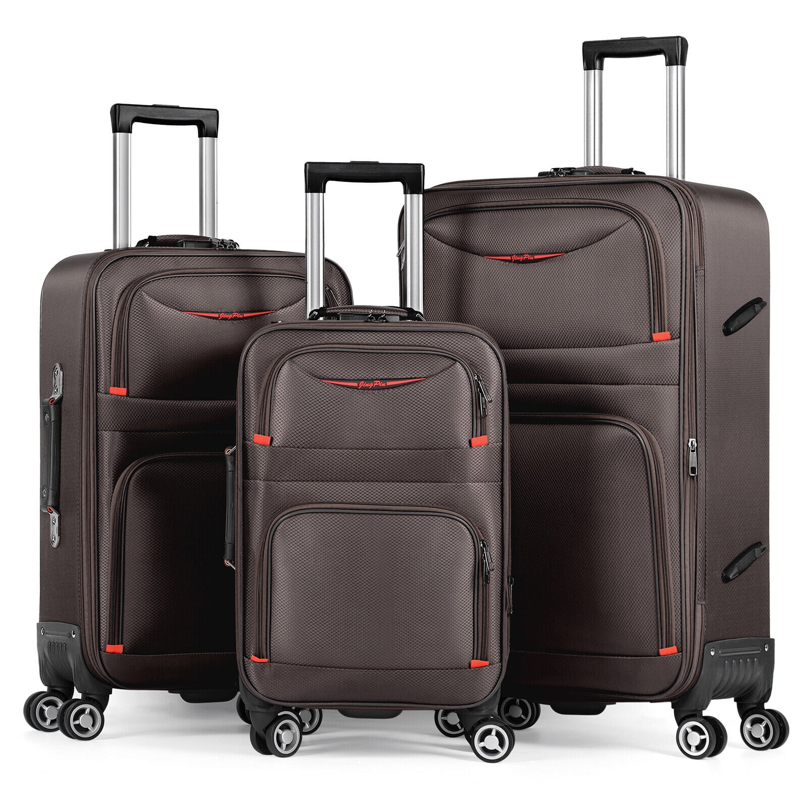 Walmart Brown Luggage Set, 3-Piece Large Wheel Carry Baggage with ...