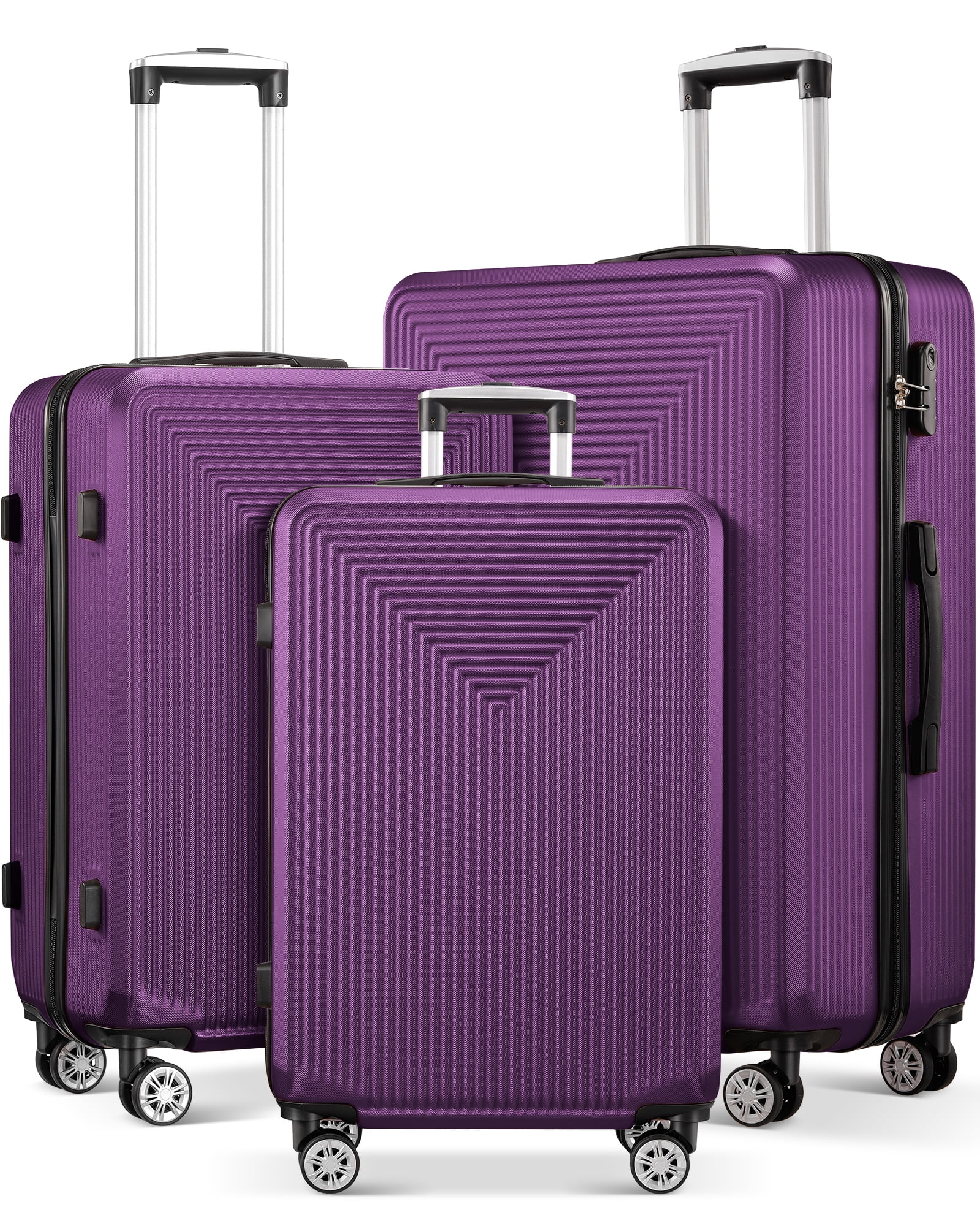 Carry & Checked Sizes Luggage Set - 3 Piece Hard Suitcase Set with ...