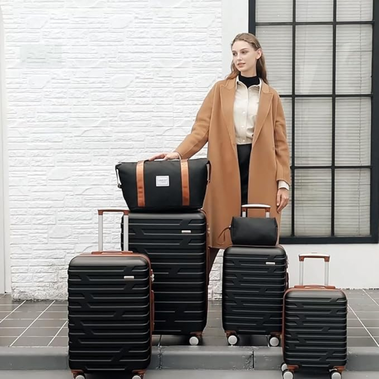 Luggage 6 Piece Sets Hardside Expandable Suitcases with Spinner Wheels ...