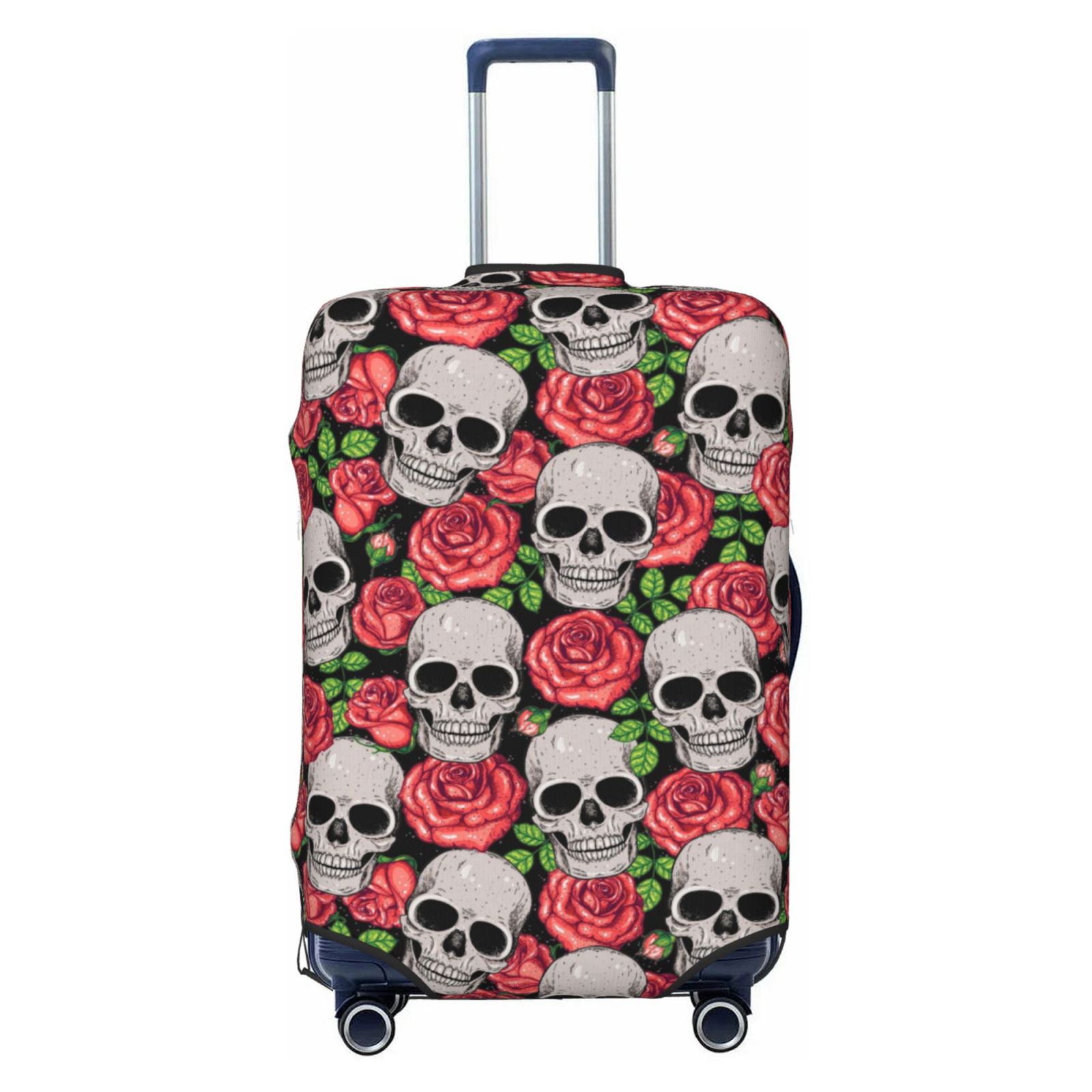 Luggage Cover Anti Scratch, Skull And Roses Elastic Suitcase Protector ...