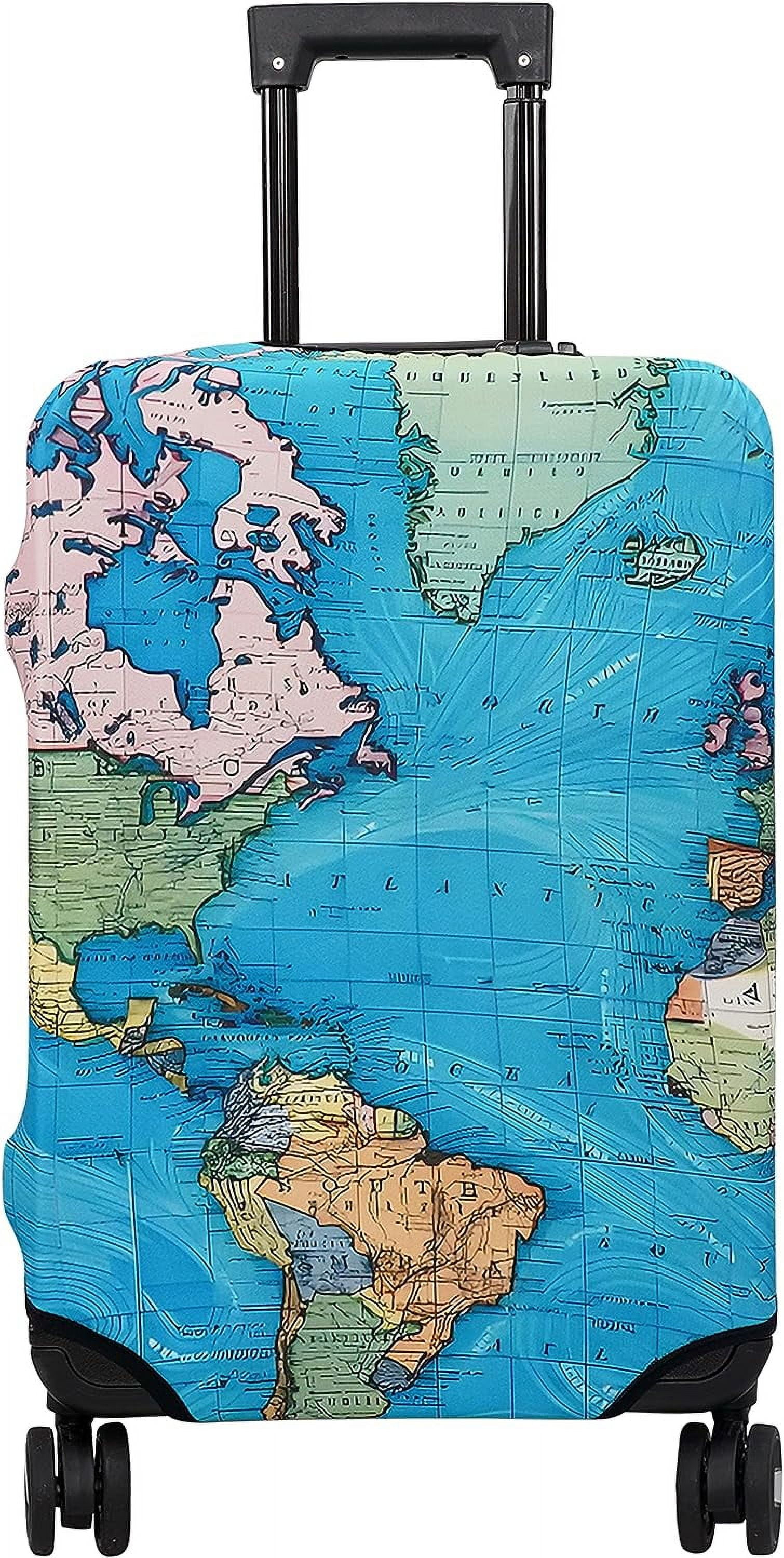 Luggage Cover Approved Travel Suitcase Protector World Map Elastic ...