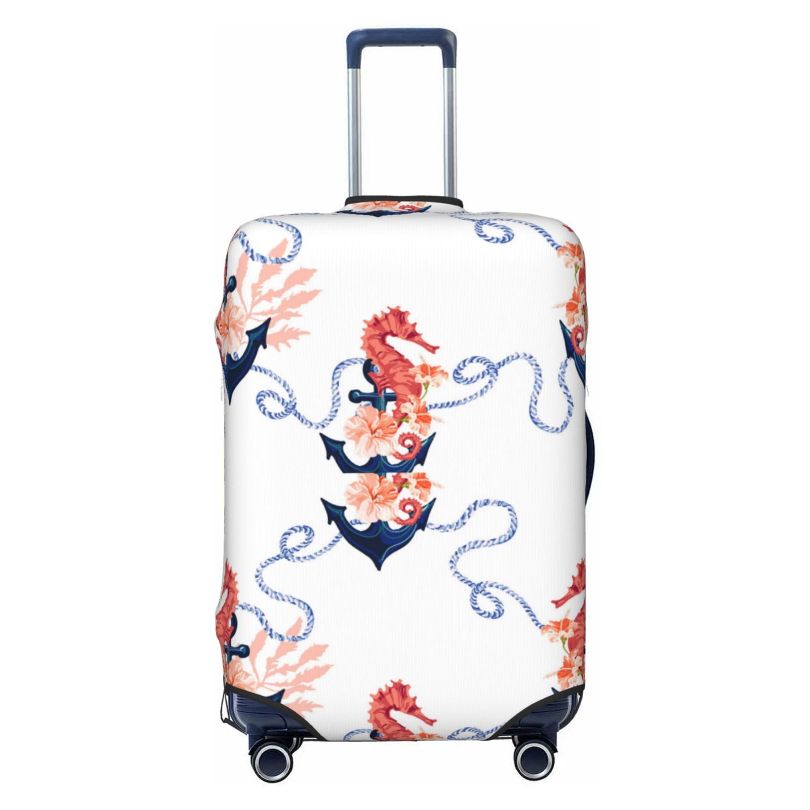 Luggage Cover For Travel Business Trip, Anchor Hibiscus Ropes Sea Horse ...