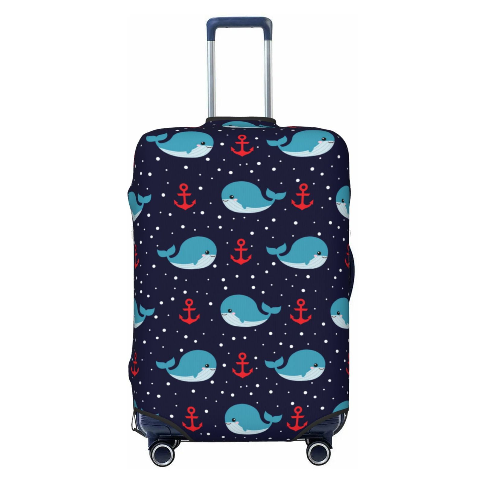 Luggage Cover For Travel Business Trip, Cute Anchor Whale Fish Dots ...