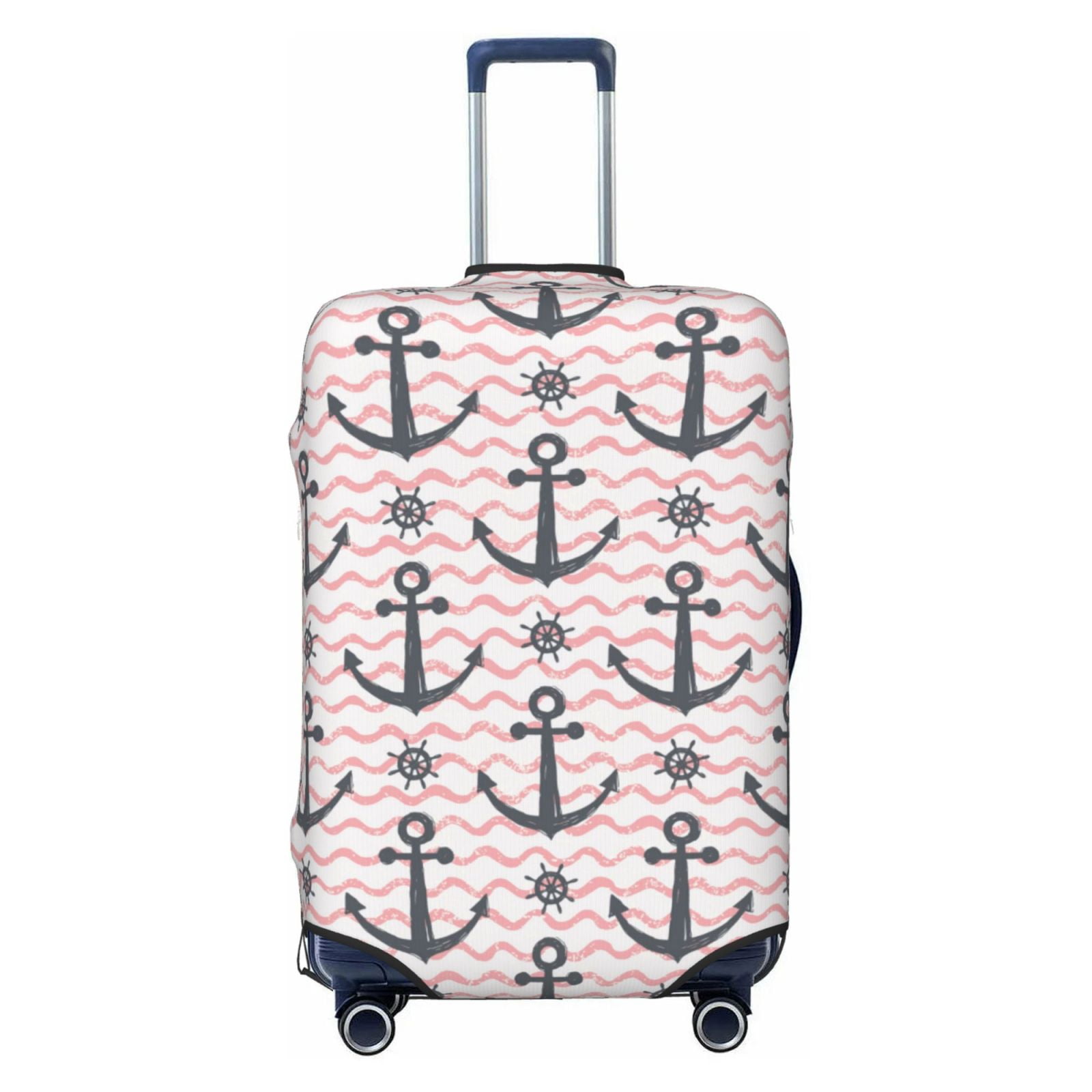 Luggage Cover For Travel Business Trip, Pink Anchor Stripes Helm ...