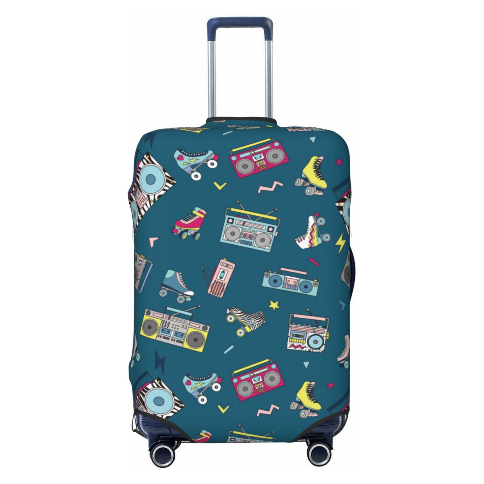 Luggage Cover For Travel Business Trip, Vintage Tape Players And Skates ...