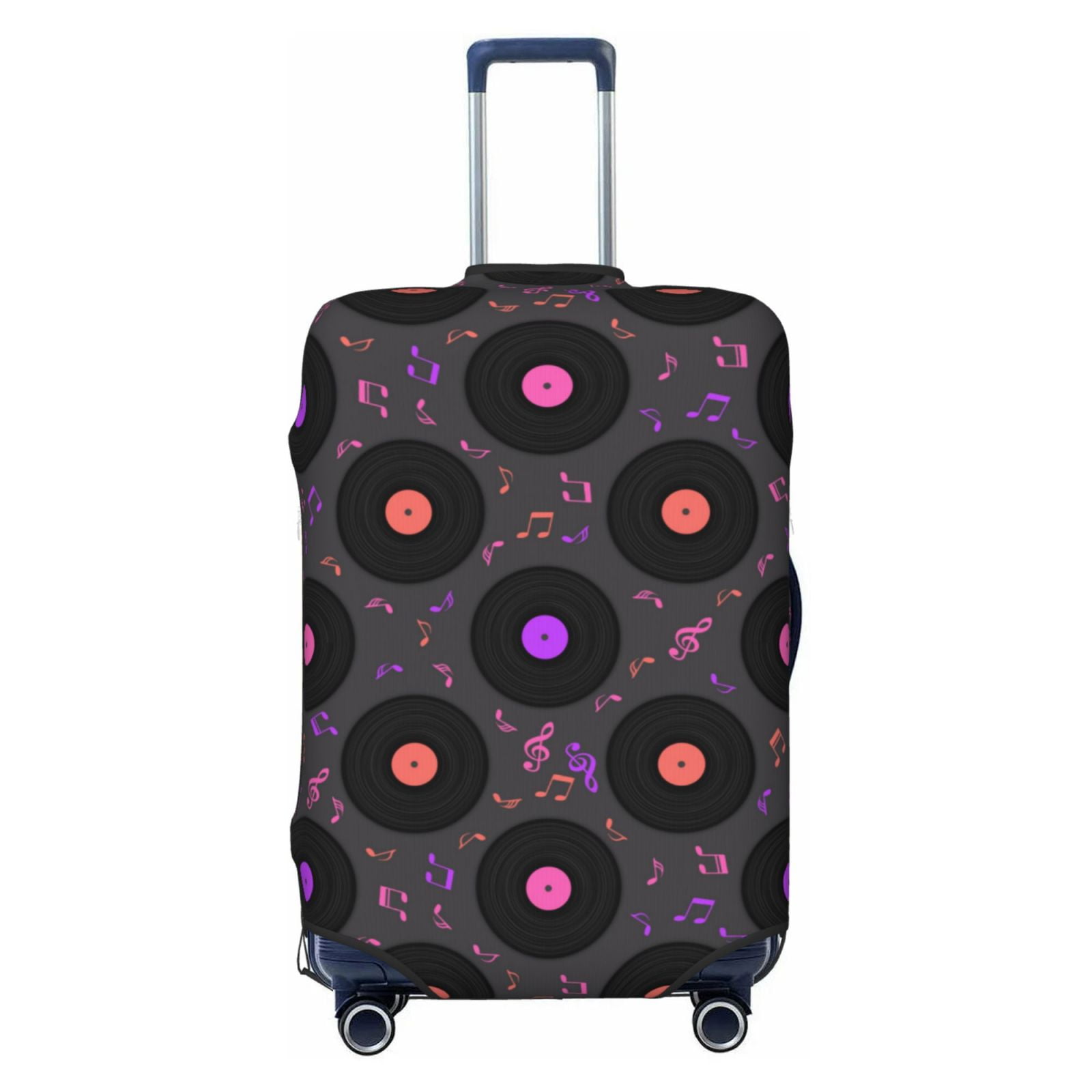 Luggage Cover For Travel Business Trip, Vinyl Records Musical Notes ...