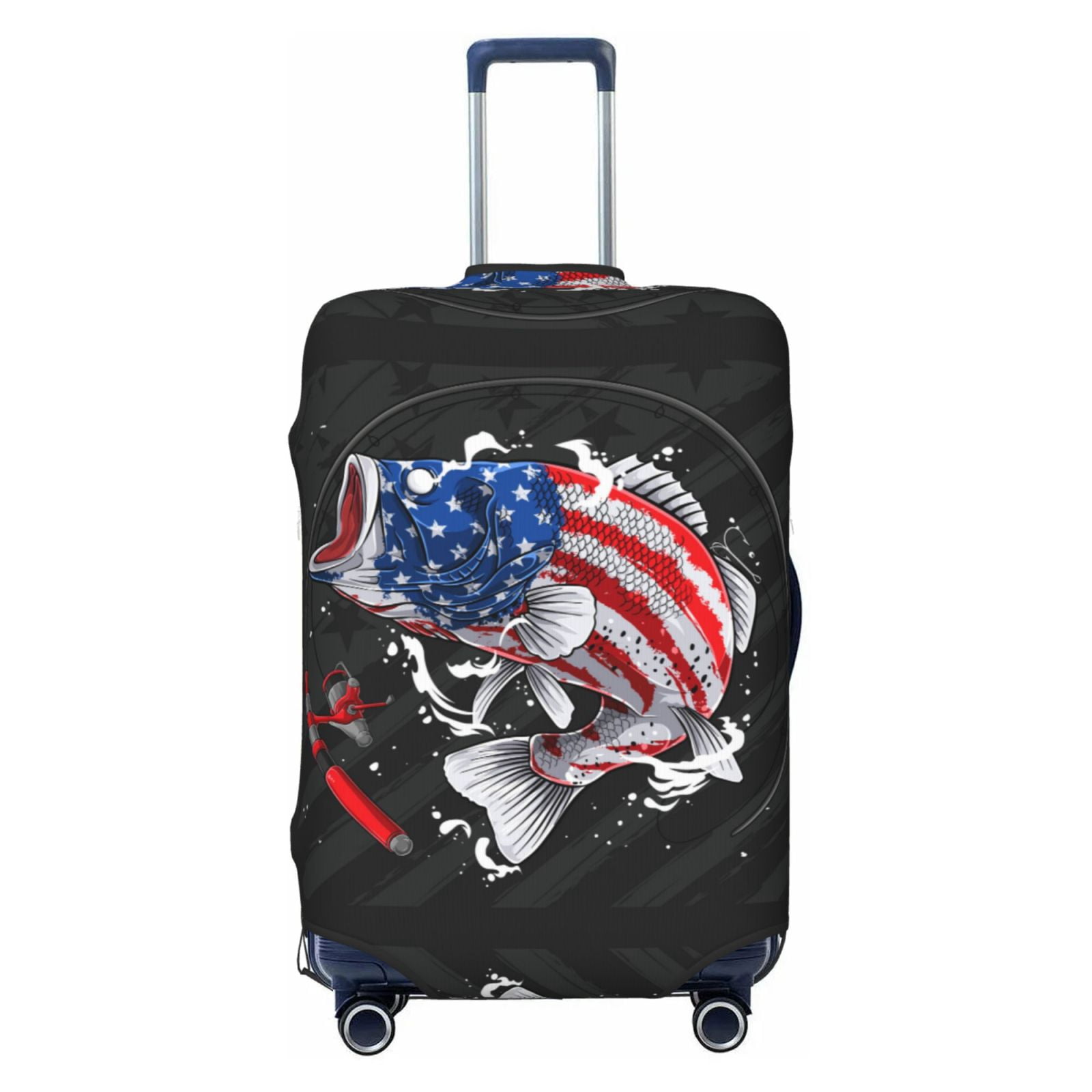 Luggage Cover (No Suicase) Largemouth Bass Fish in USA Soft Suitcase ...
