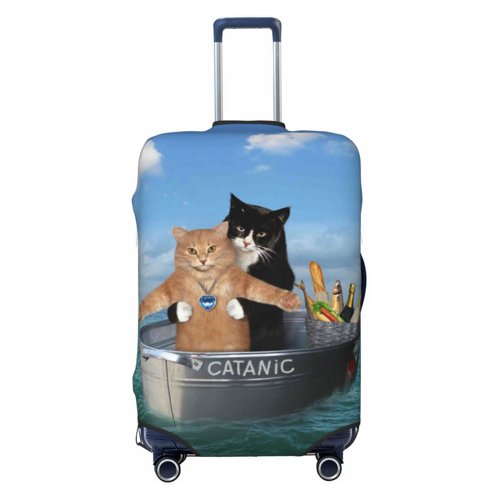 Luggage Cover (No Suicase) Two Brave Cats Are Floating On The Sea ...