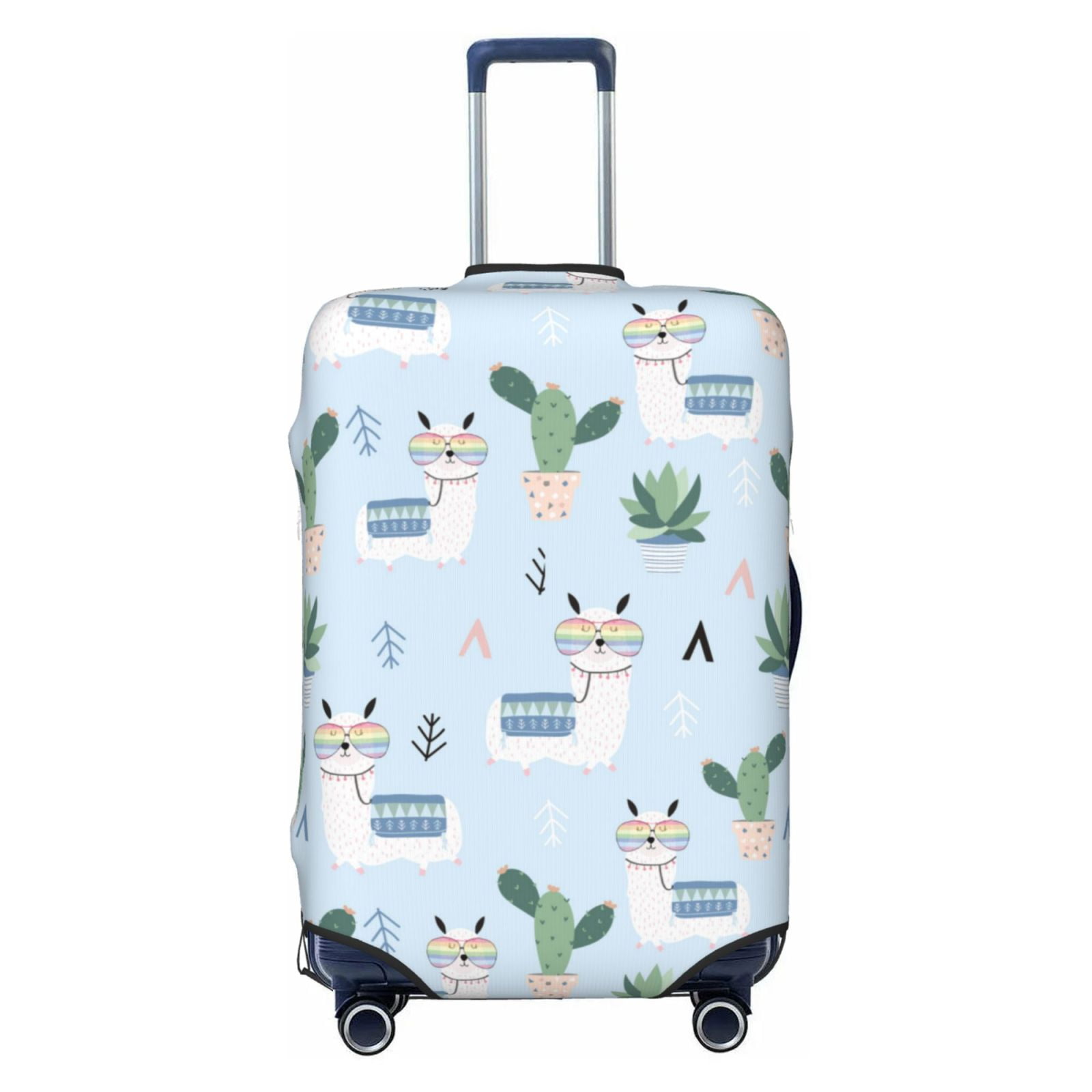 Luggage Cover (No Suicase) cute llama alpaca glasses cactus blue Soft ...