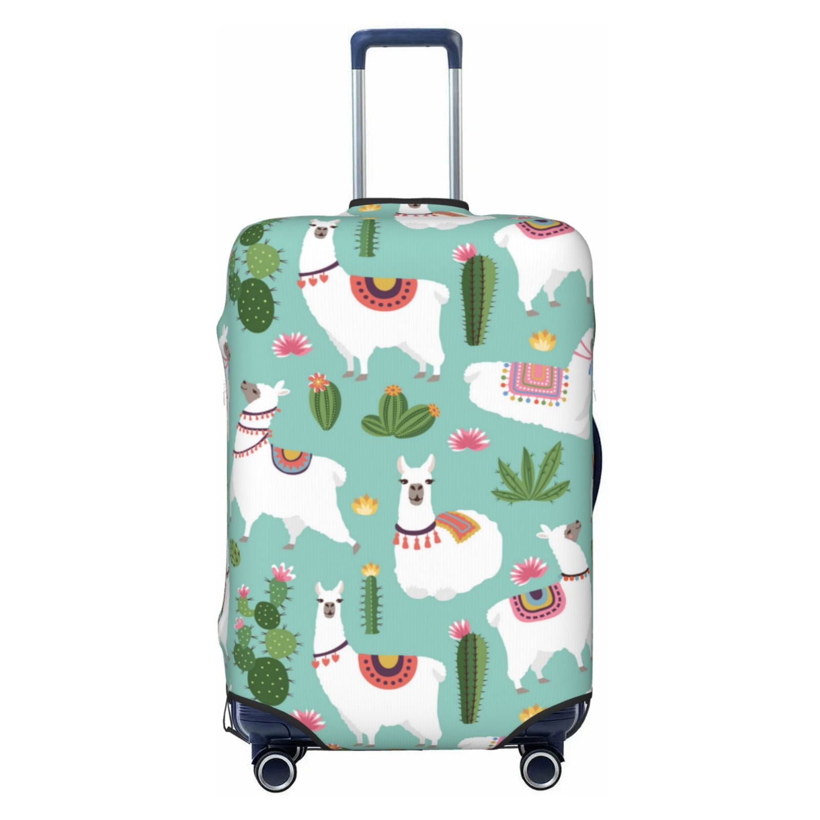 Luggage Cover Protector Suitcase Cover - White Cute Alpaca Green Cactus ...