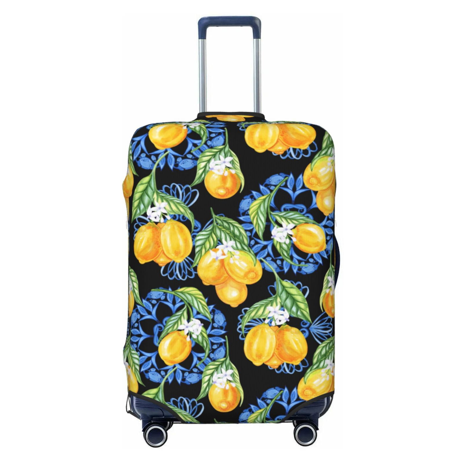 Luggage Cover Protector Suitcase Cover - yellow lemons Blue Sicilian ...
