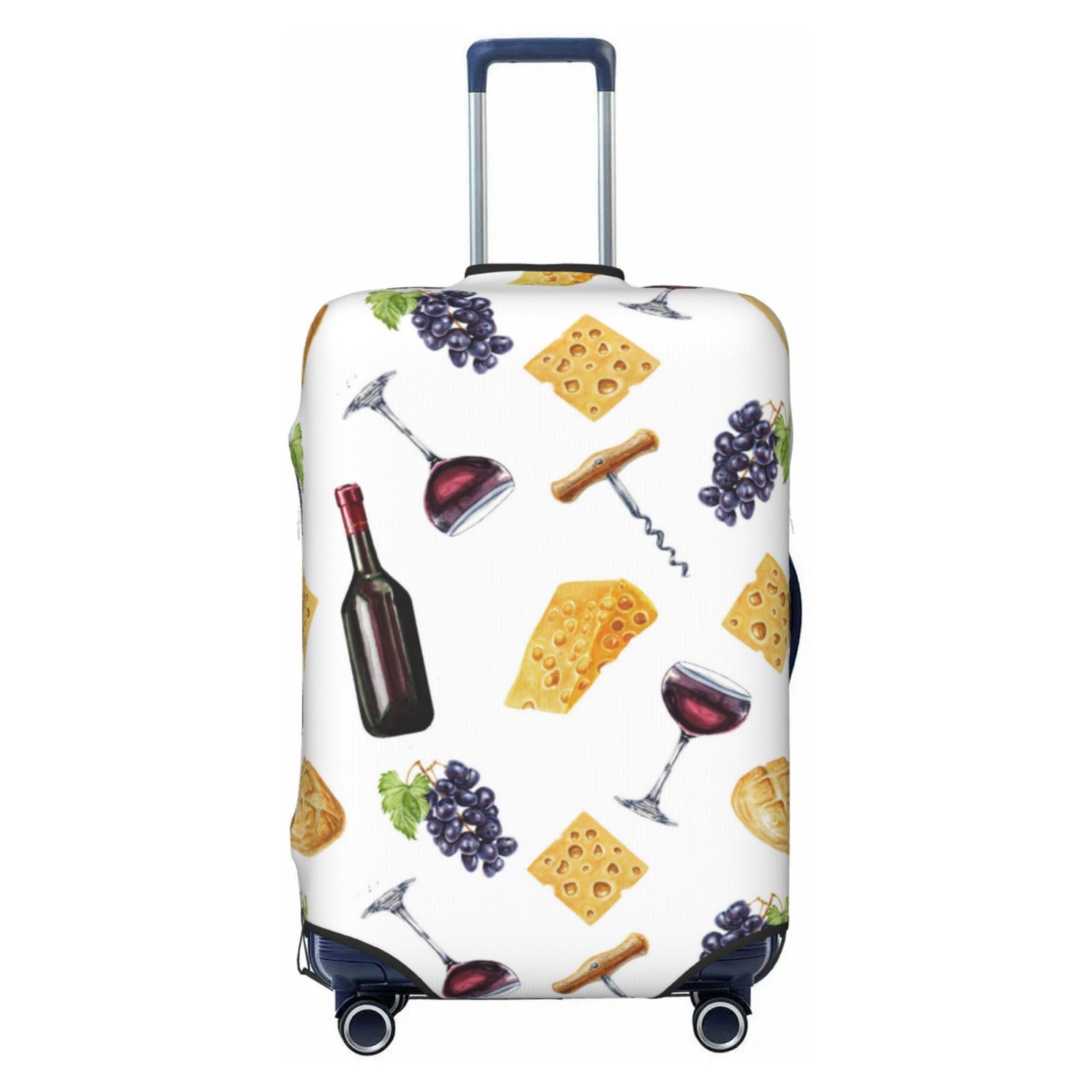 Luggage Cover, Wine Cheese Grape Print Elastic Suitcase Cover Travel ...