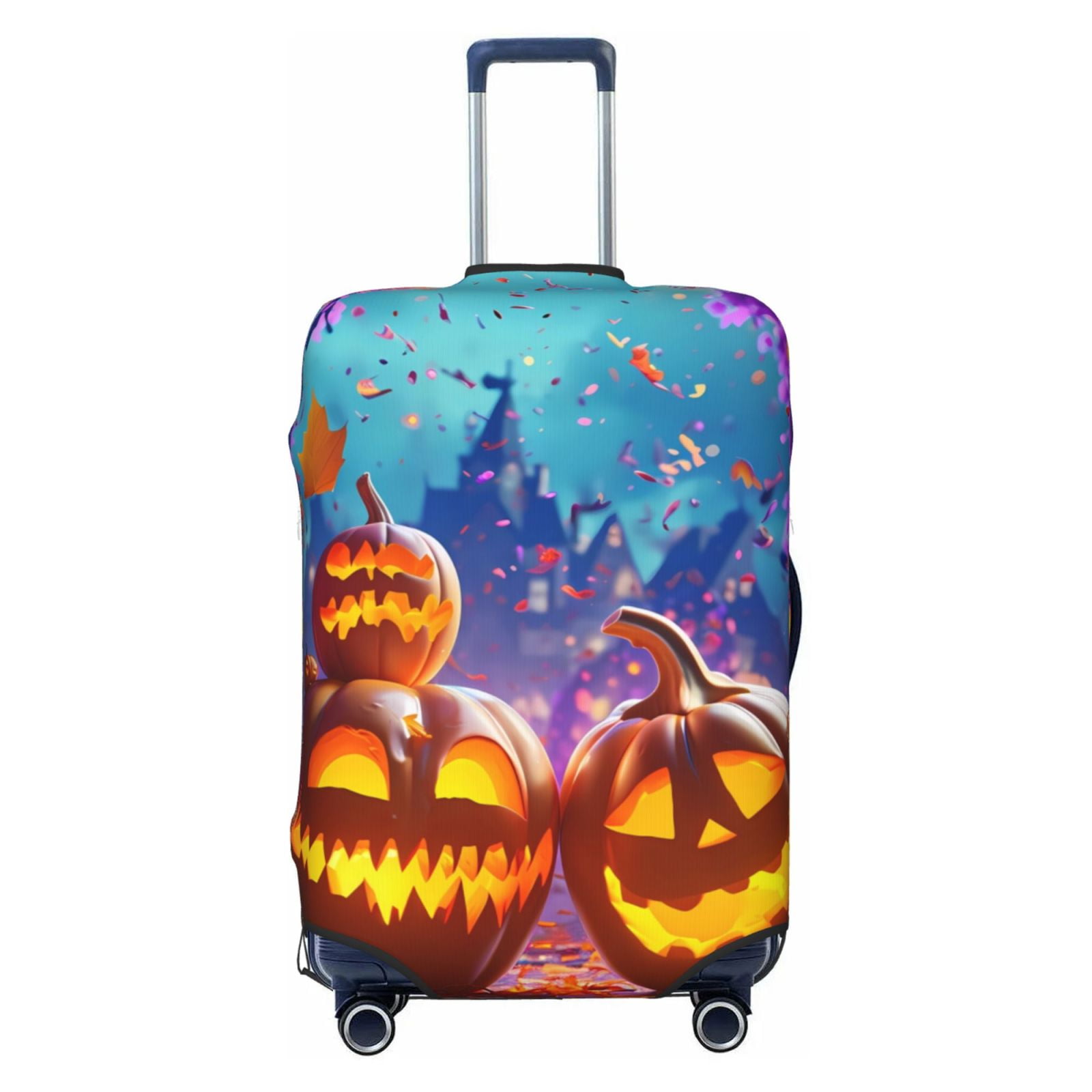 Luggage Covers Protector - Halloween Maple Leaf Pumpkin Castle Scratch ...