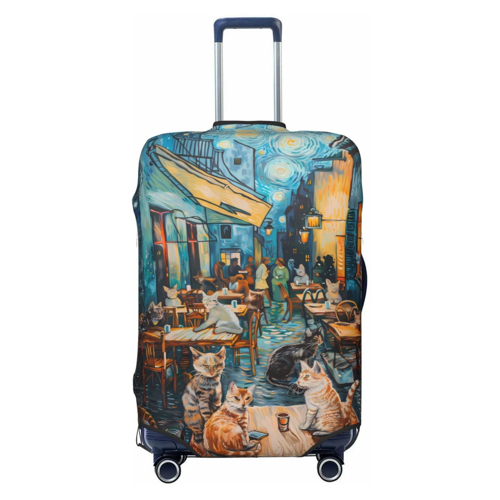 Luggage Covers Protector - Whimsical Cats Night Cafe Scratch Resistant ...