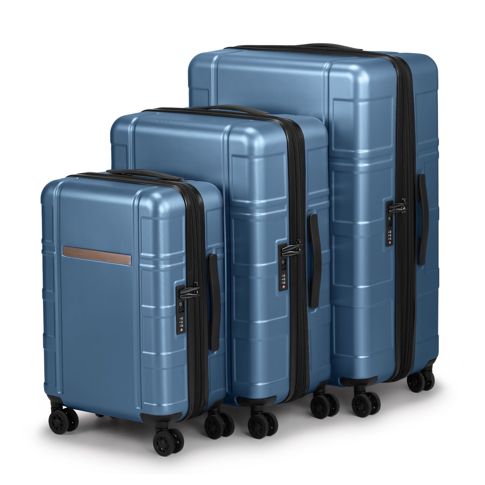 Luggage Expandable Suitcase PC+ABS 3 Piece Set with TSA Lock Spinner ...