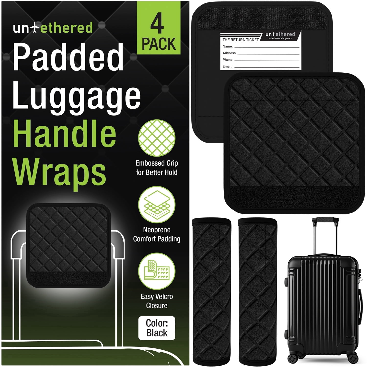 Luggage Handle Wraps-4-Pack (Black) - Walmart.com