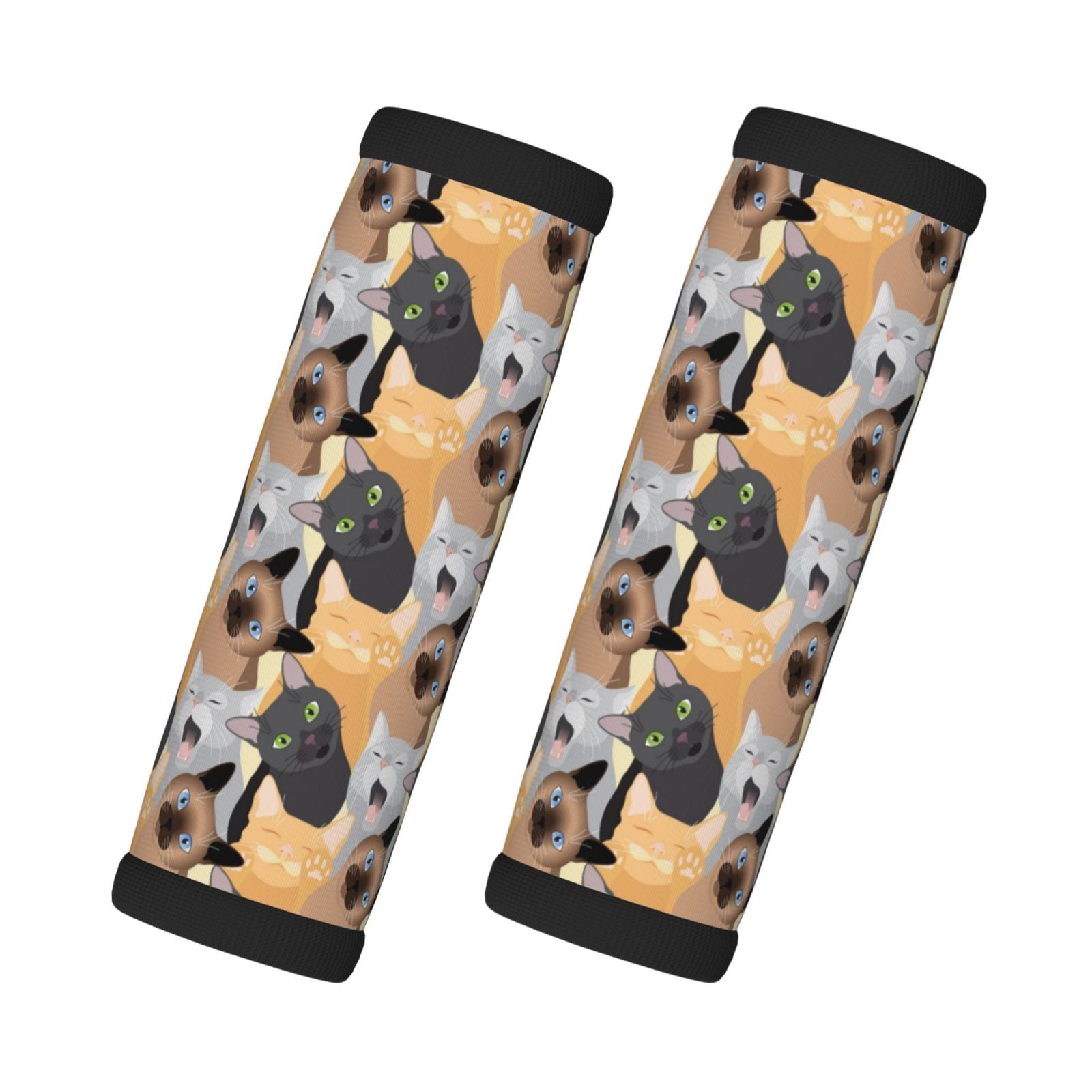 Luggage Handle Wraps for Suitcase, Black red Siamese gray cats Suitcase ...