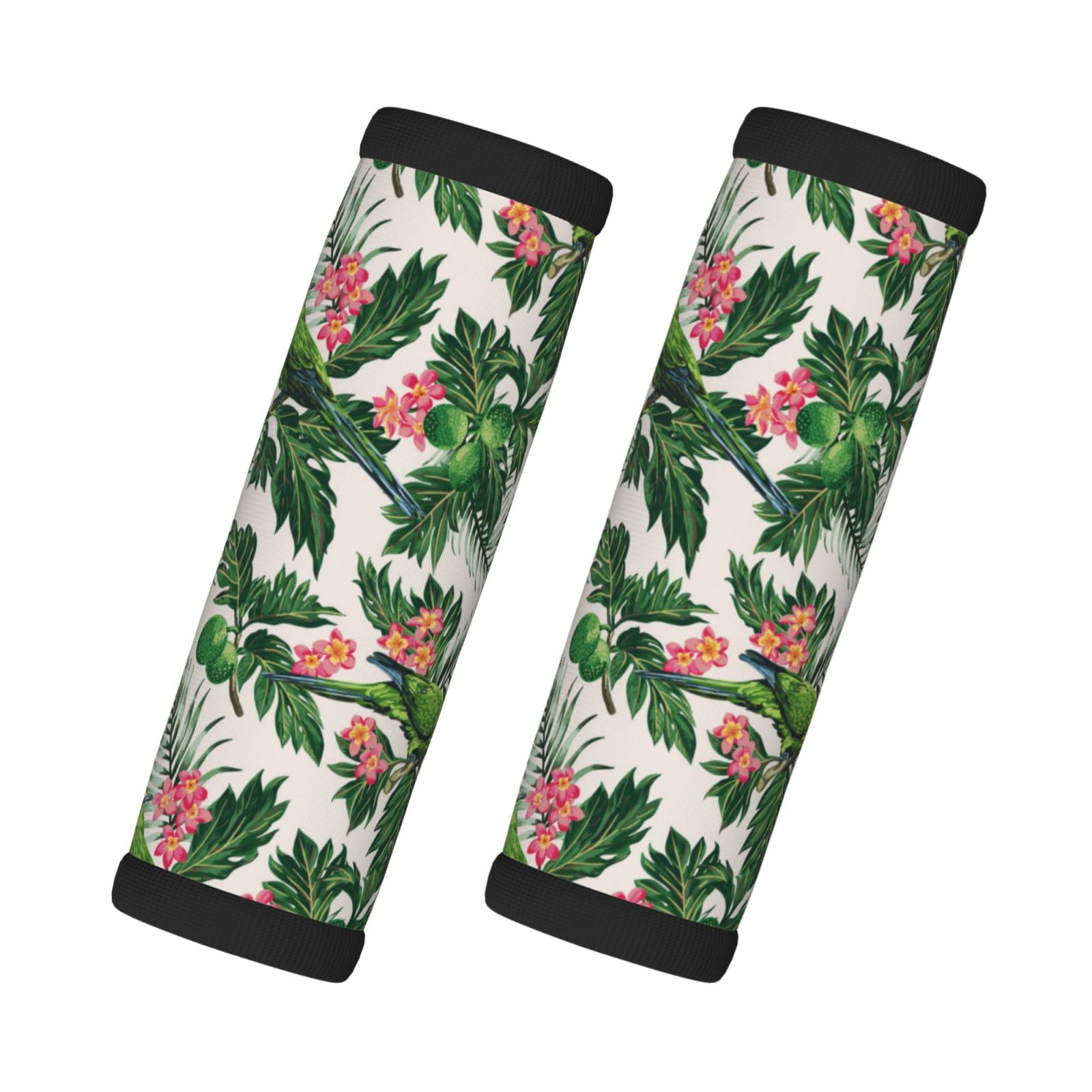 Luggage Handle Wraps for Suitcase Cute Parrot Palm Leaf Green Suitcase ...