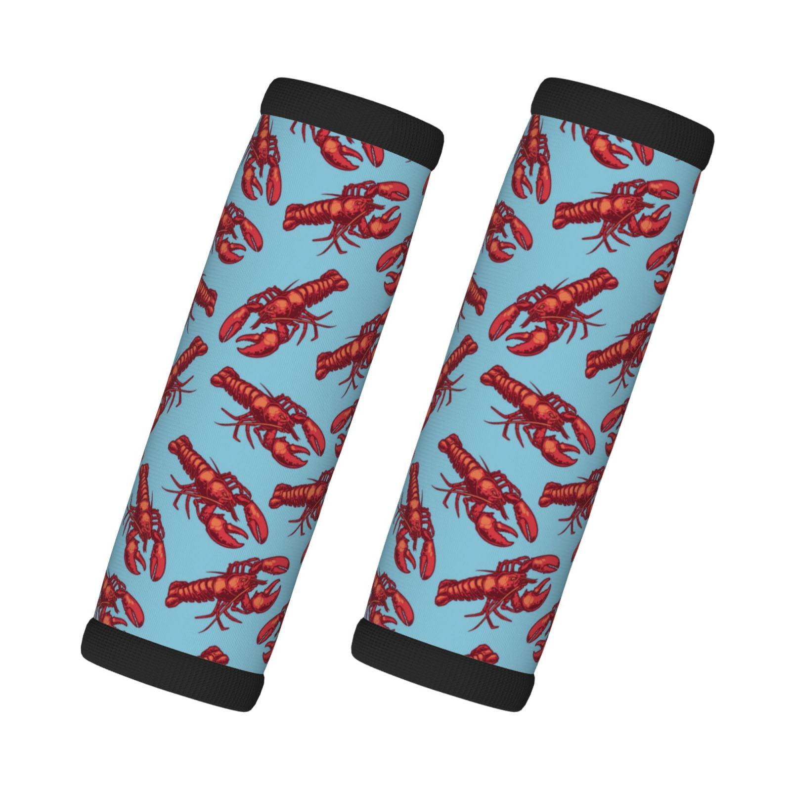Luggage Handle Wraps for Suitcase - Red Lobster Print Blue Suitcase ...