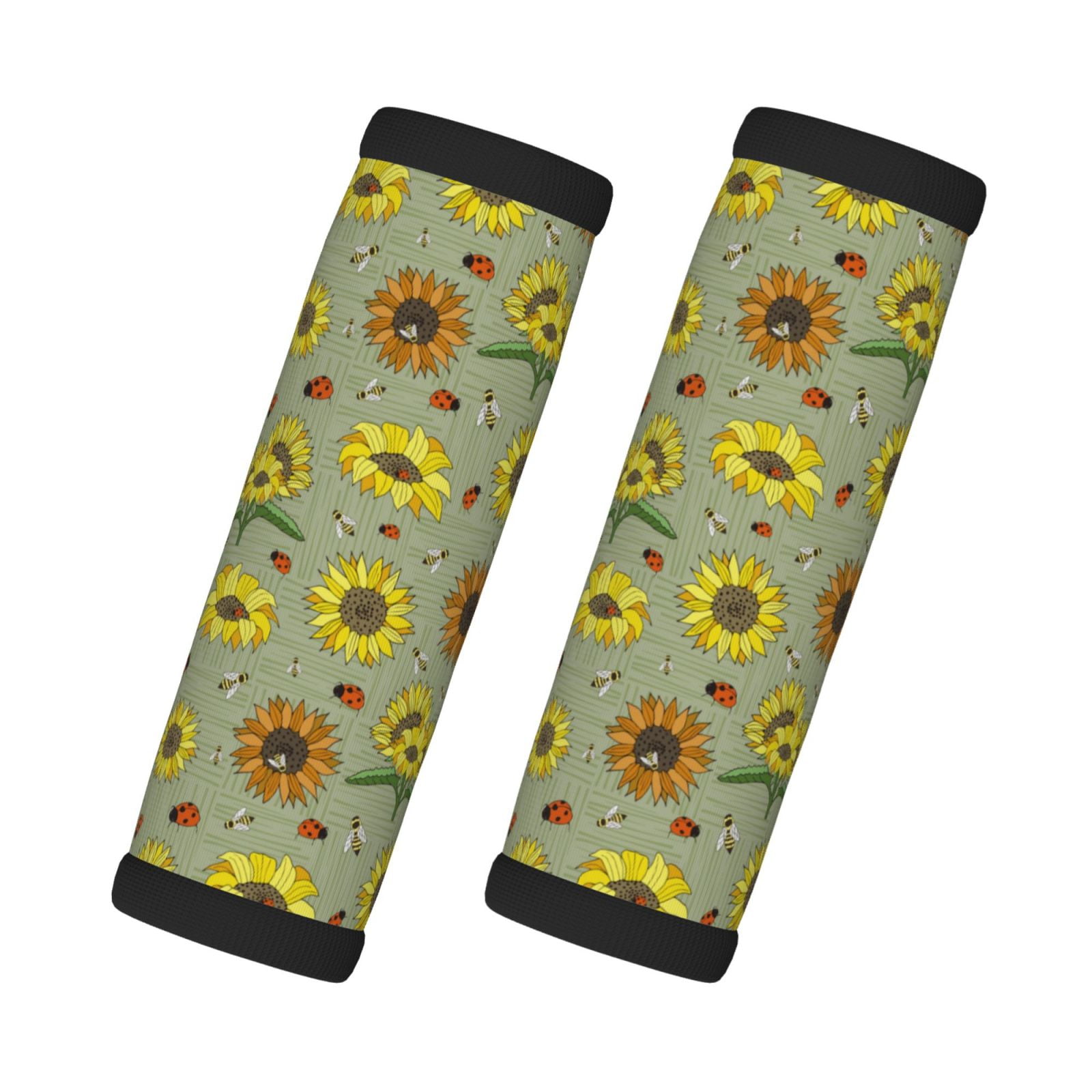 Luggage Handle Wraps for Suitcase - Sage Green With Sunflowers Suitcase ...