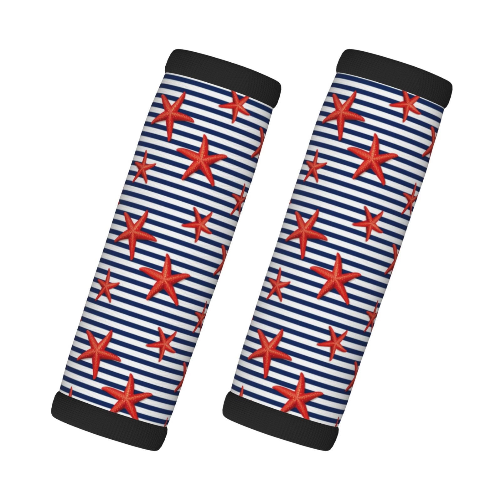 Luggage Handle Wraps for Suitcase - Starfish Navy Blue Stripe Suitcase ...
