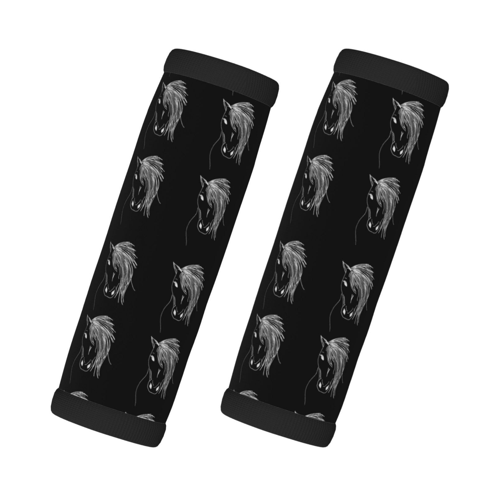 Luggage Handle Wraps for Suitcase, White Lines Long Sideburns Horse ...
