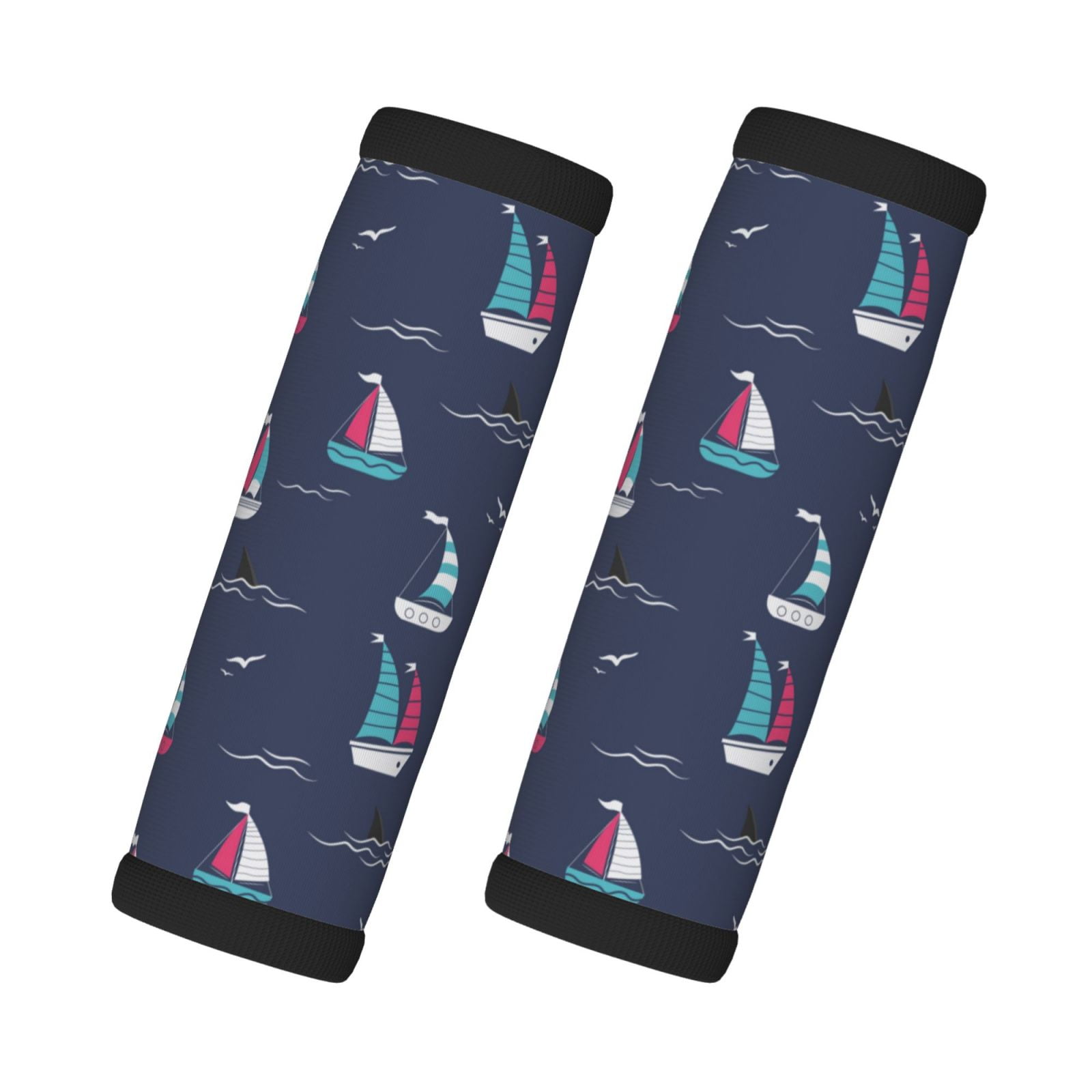 Luggage Handle Wraps for Suitcase cartoon boat shark fins blue Suitcase ...