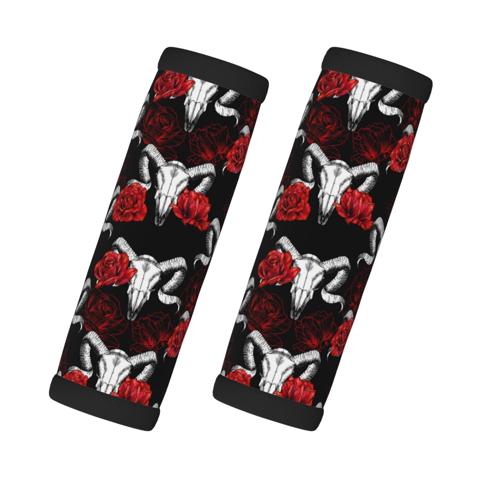 Luggage Handle Wraps for Suitcase, goat skull red roses black cool ...