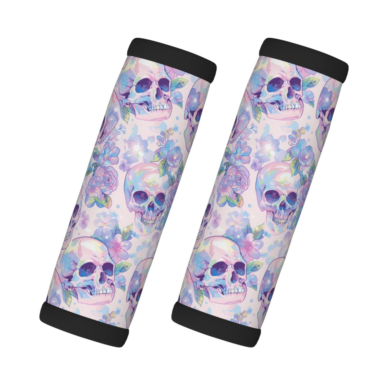 Luggage Handle Wraps for Suitcase, white Skull crystal flower Suitcase ...