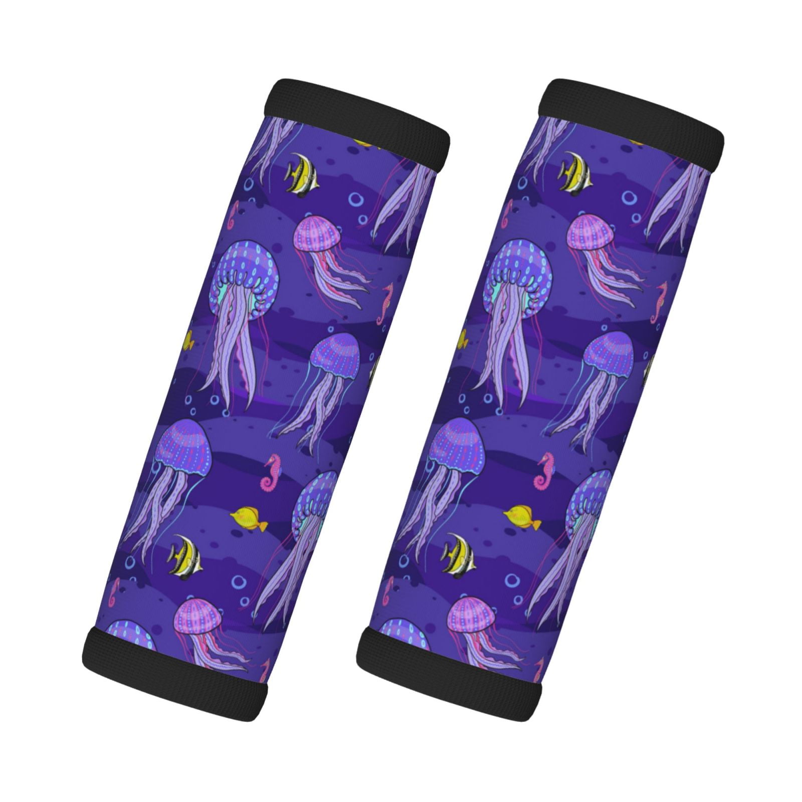 Luggage Handle Wraps for Suitcases - Fish Jellyfish Seahorse Purple ...