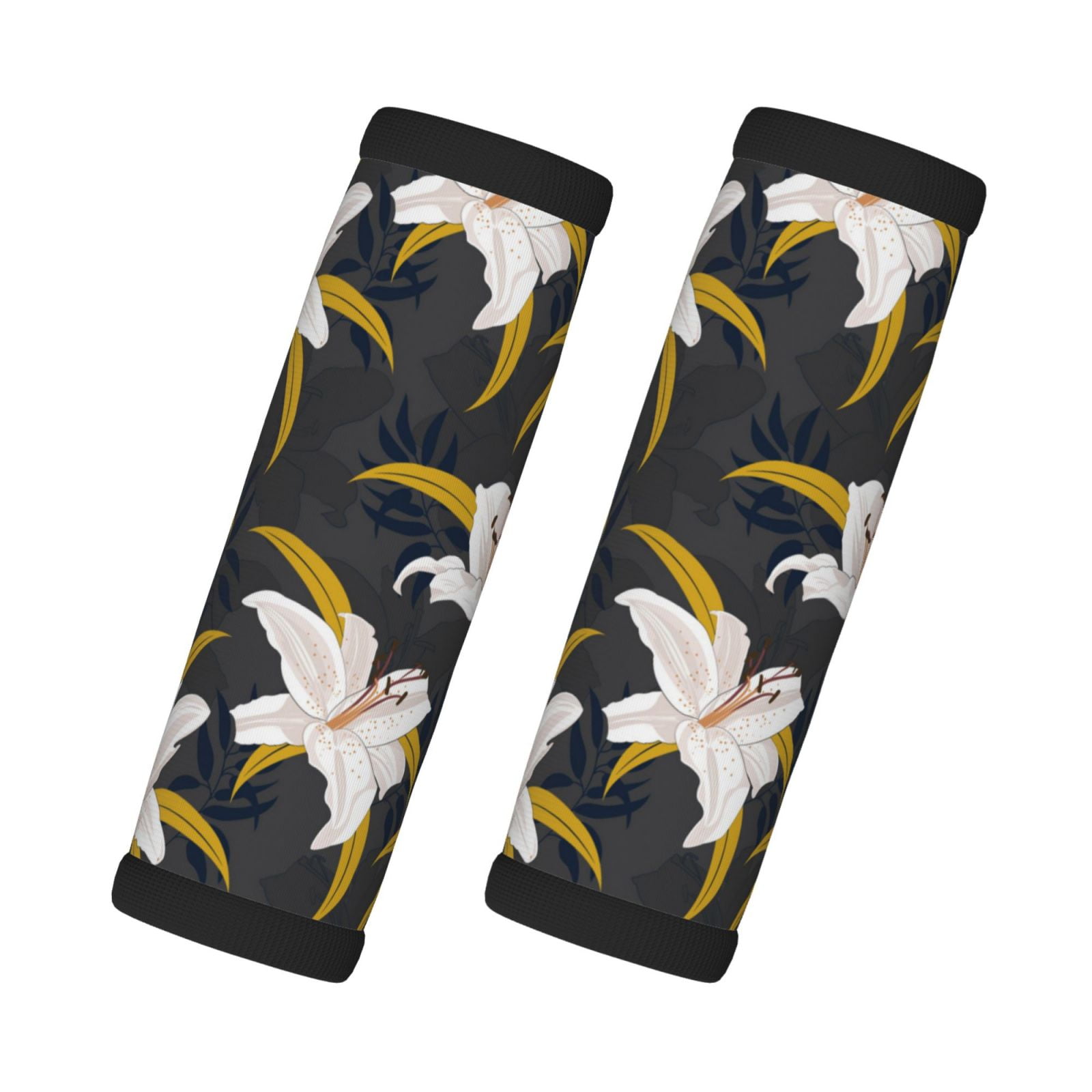 Luggage Handle Wraps for Suitcases - Yellow Leaves Lilies Flowers ...