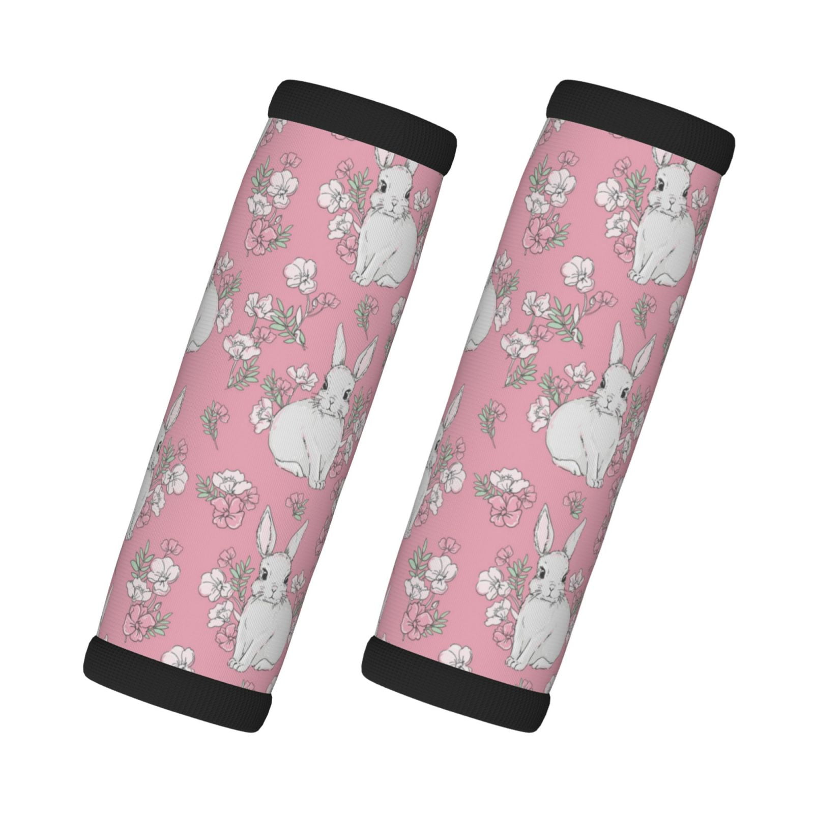 Luggage Handle Wraps for Suitcase Cute Rabbit Pink Flower Suitcase Tags ...